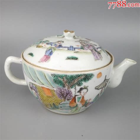 清代粉彩人物瓷茶壶茶壶图片欣赏收藏价格7788烟标收藏