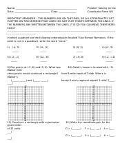 Coordinate Plane Problem Solving Quadrant Identification And Course Hero