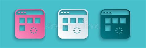 paper cut loading a data window with a progress bar icon isolated on