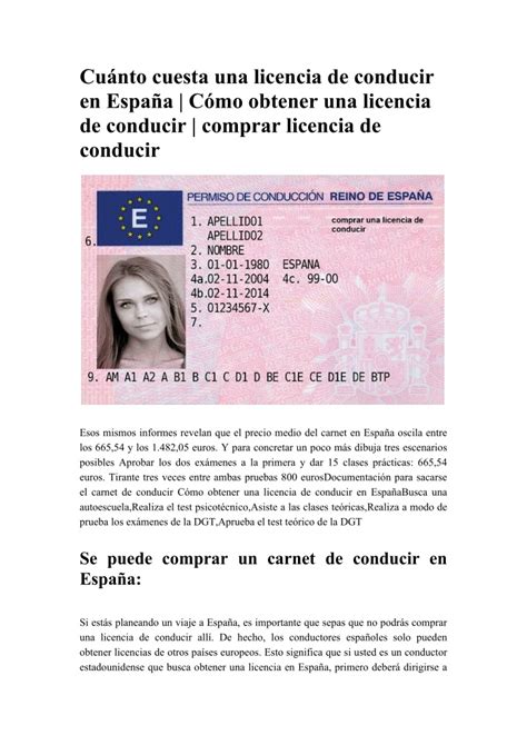 PPT Cuánto cuesta una licencia de conducir en España Cómo obtener