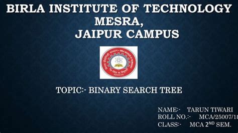 Binary Search Tree In Data Structure Ppt