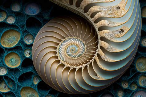 Close Up Of A Nautilus Shell Revealing Its Intricate Technology