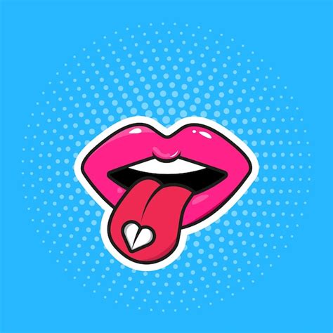 Boca Abierta Con Lengua Fuera Y Una Pastilla Vector Premium