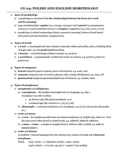 04polish And English Morphology Pdf Grammatical Gender Morphology Linguistics