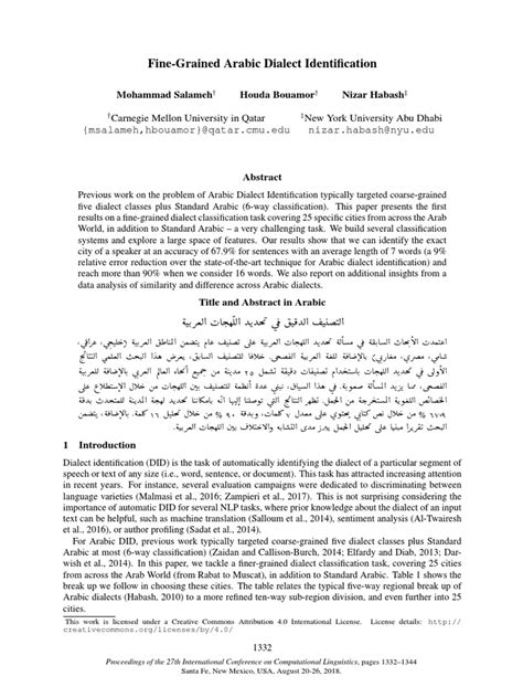 fine grained arabic dialect identification pdf arabic cognition