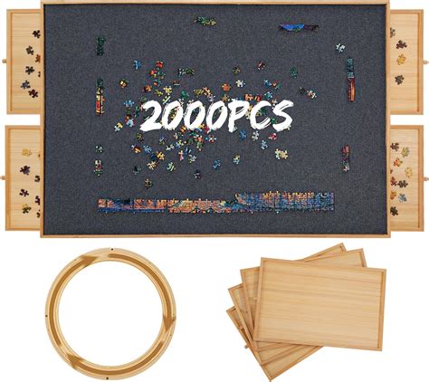 Teakmama 2000 Piece Rotating Puzzle Board With Drawers And