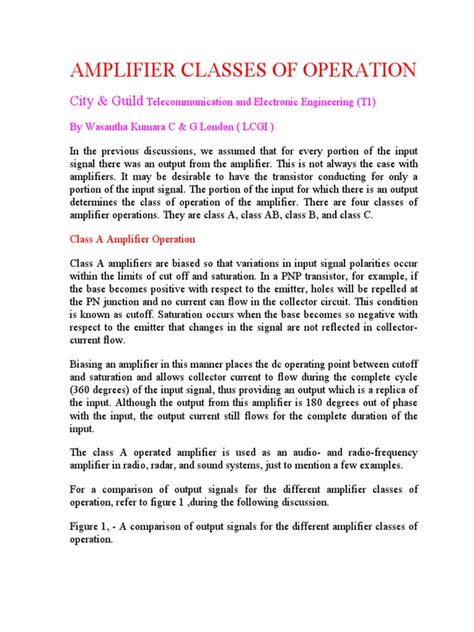 Amplifier Operation Classes Explained Pdf Amplifier Bipolar
