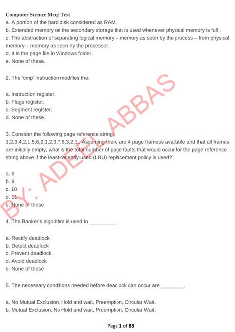 Pdf Computer Science Mcqs Test Xhweet Kashu Informationtechnologypkwp Contentuploads
