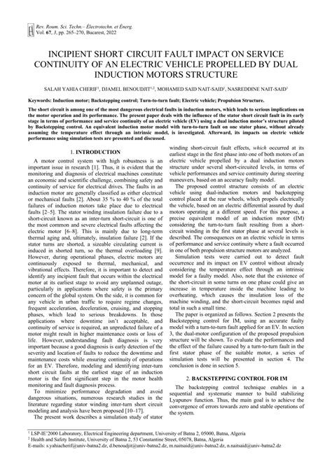 Pdf Incipient Short Circuit Fault Impact On Service Continuity Of An