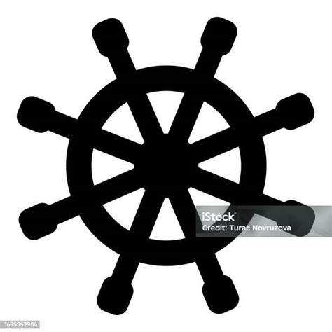 나무로 된 해양 바퀴 단단한 아이콘 항해 개념 흰색 배경에 선박 조타 장치 기호 글리프 스타일의 모바일 개념 웹 디자인의 선상