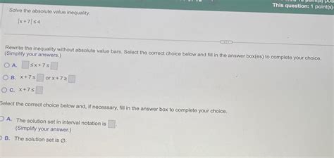 [answered] Solve The Absolute Value Inequality X 7 S4 Rewrite The Kunduz
