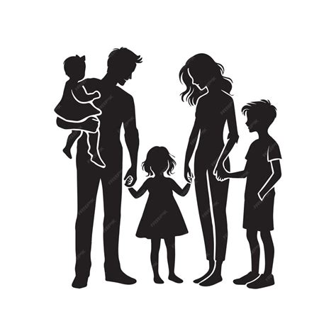 Happy Family Silhouette Family Clip Art Parents and children Vector illustration | Premium AI ...