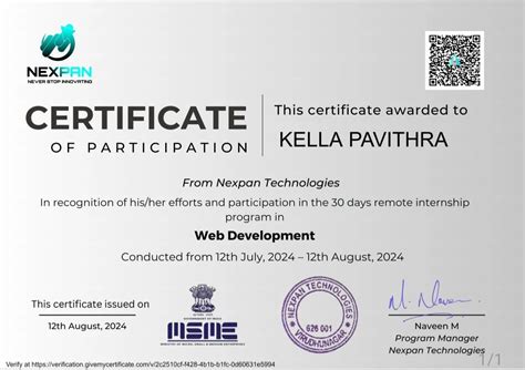 Kella Pavithra On Linkedin Nexpantechnologies Nexpantechnologies Learningjourney Achievement