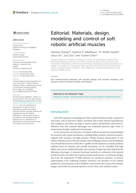 Pdf Editorial Materials Design Modeling And Control Of Soft