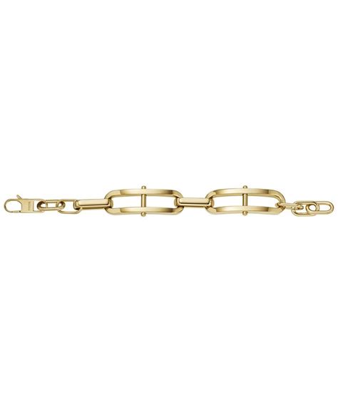 Fossil Heritage D Link Gold Tone Stainless Steel Chain Bracelet Macys