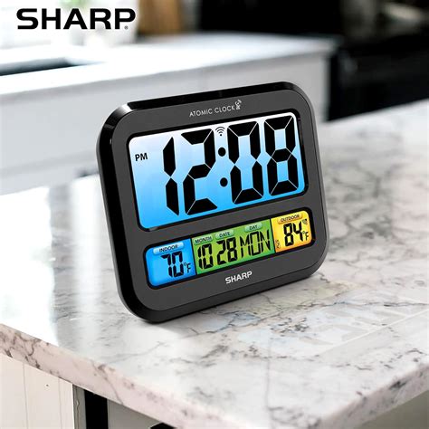Sharp Atomic Clock With Bright Color Display Atomic Accuracy Jumbo 3