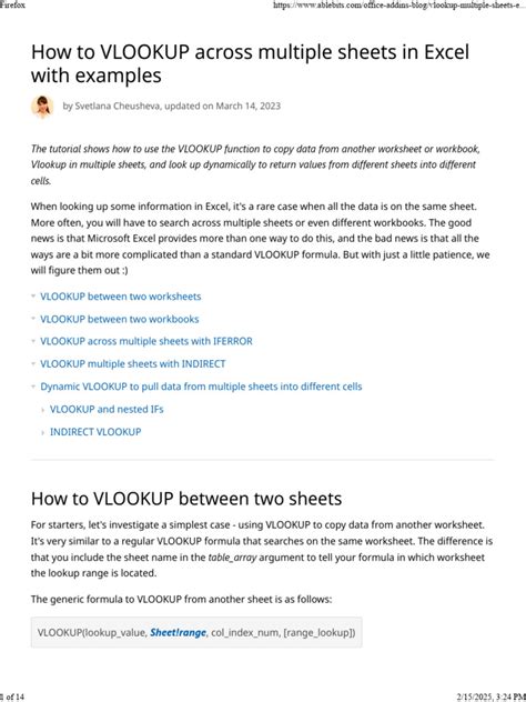 Vlookup Across Multiple Sheets In Excel With Examples Pdf Microsoft