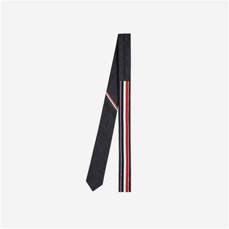 톰브라운 Rwb 셀비지 스트라이프 클래식 타이 다크 그레이 Thom Browne Kream