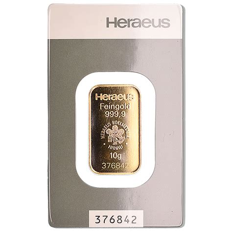 Buy 10 Gram Heraeus Gold Bullion Bar