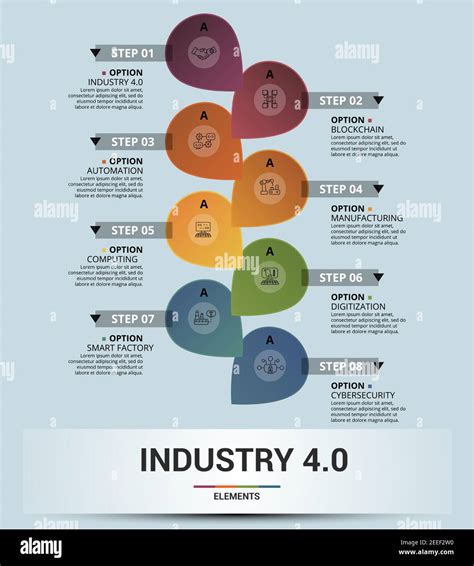 Infographic Industry 4 0 Template Icons In Different Colors Include