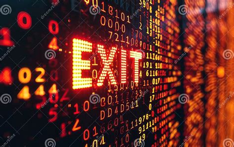A Vivid Digital Display Spells Exit In Bold With A Backdrop Of Binary Code Stock Image Image