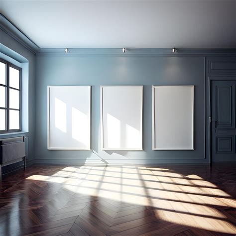 Premium Ai Image Empty Frames Mockup Hanging On Living Room