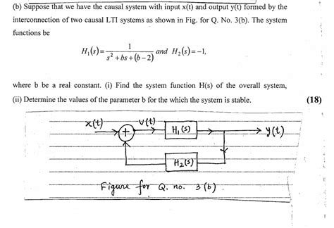 Solved B Suppose That We Have The Causal System With Input