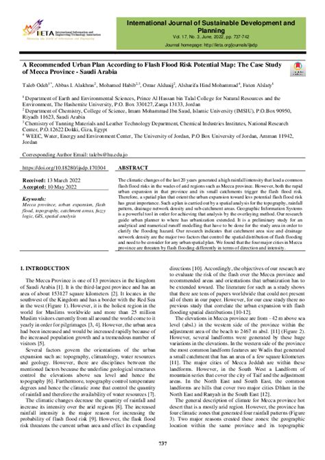 Pdf A Recommended Urban Plan According To Flash Flood Risk Potential