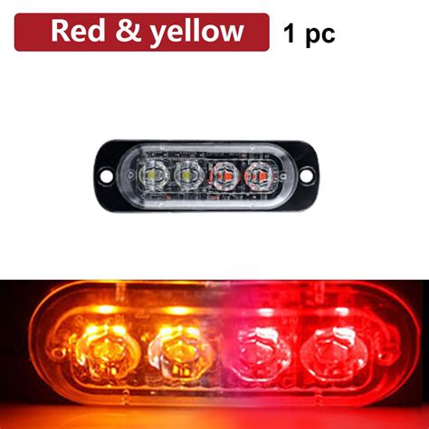 1ชิ้น รถพ่วงไฟรถบรรทุก กระบะ ไฟไซเรน โคมไฟฉุกเฉิน 4led Strobe Led 12