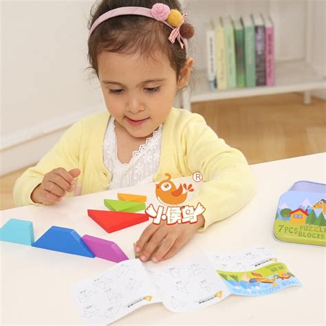 7 Stuk Puzzel Kleurrijke Houten Tangram Vierkante Iq Spel Brain Teaser Intelligent Educatief