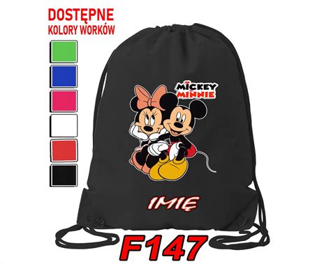 Worek Szkolny Na Wf Sportowy Myszka Mini Kaczor Daisi Miki Imię