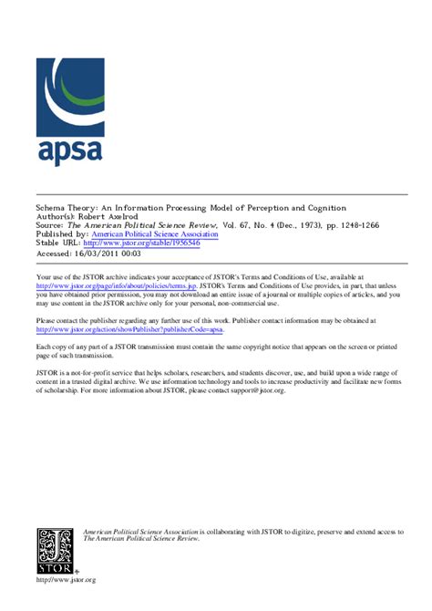 Pdf Schema Theory An Information Processing Model Of Perception And