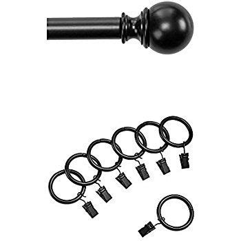 AmazonBasics 1 Curtain Rod With Round Finials 72 To 144 Black