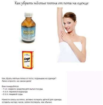 Чем отстирать желтые пятна от пота подмышками