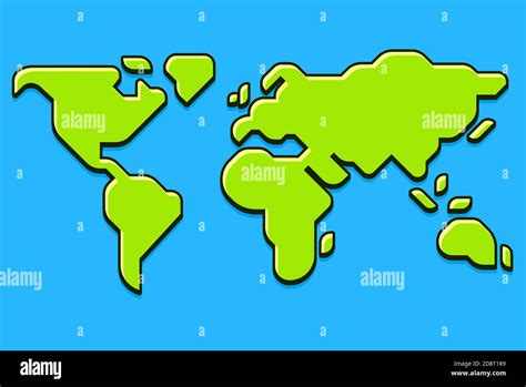 Simple Stylized World Map Silhouette In Modern Minimal Style Isolated