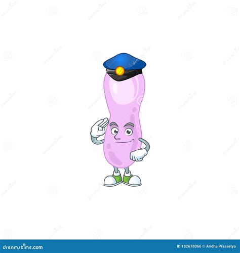 A Dedicated Police Officer Of Clostridium Botulinum Cartoon Drawing