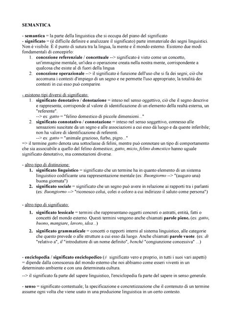 Semantica Lessico E Pragmatica Semantica Semantica La Parte Della