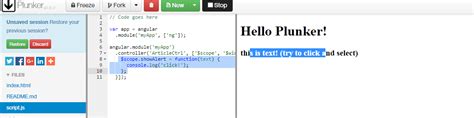 Javascript Angularjs Ng Click And Select Text Stack Overflow