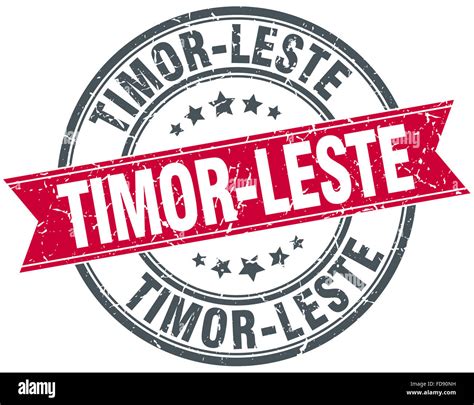 Timor Leste Red Round Grunge Vintage Ribbon Stamp Stock Photo Alamy