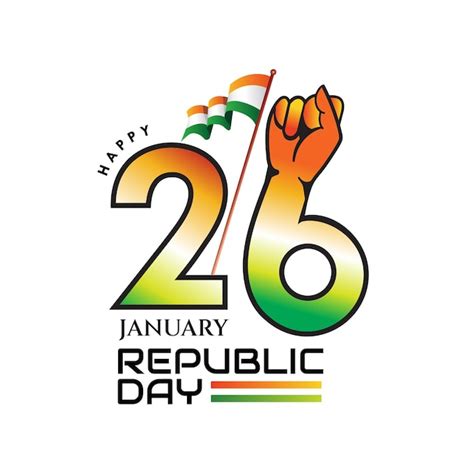 Premium Vector Happy Republic Day Greeting With 26 January Hand Logo