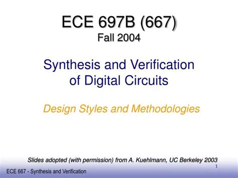 Ppt Ece 697b 667 Fall 2004 Synthesis And Verification Of Digital