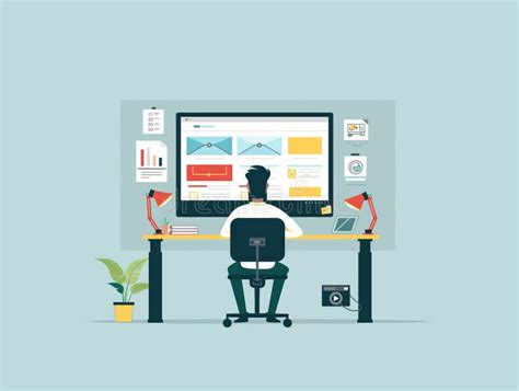 Modern Office Workstation Stock Illustration Illustration Of Desktop