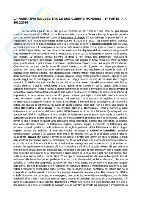 Lezioni Generali Appunti Di Letteratura Inglese