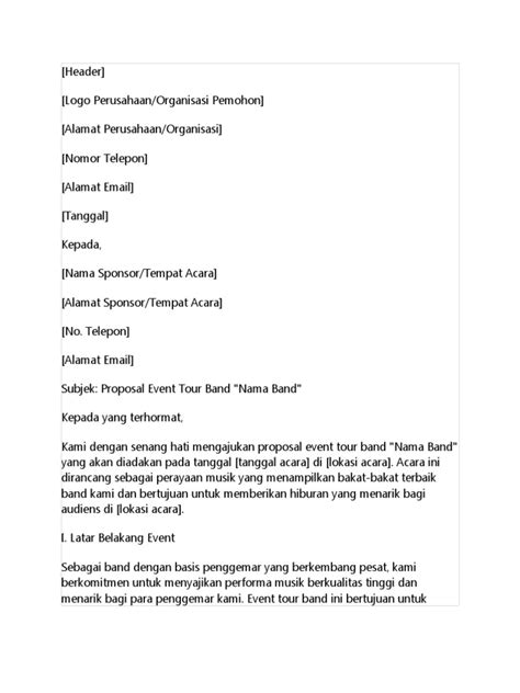 Pengajuan Event Tour Band Pdf
