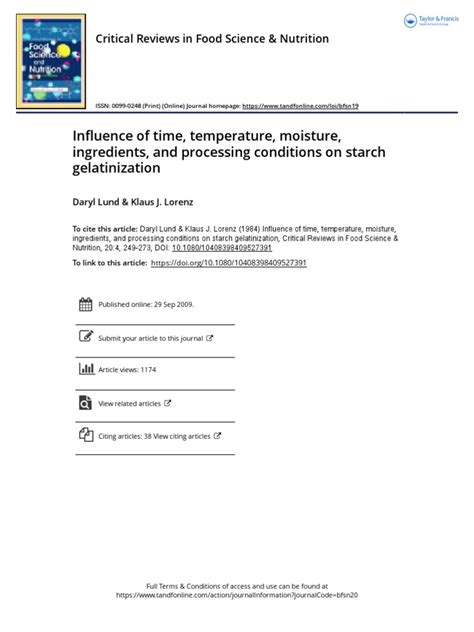 Fluence Of Time Temperature Moisture Ingredients And Processing