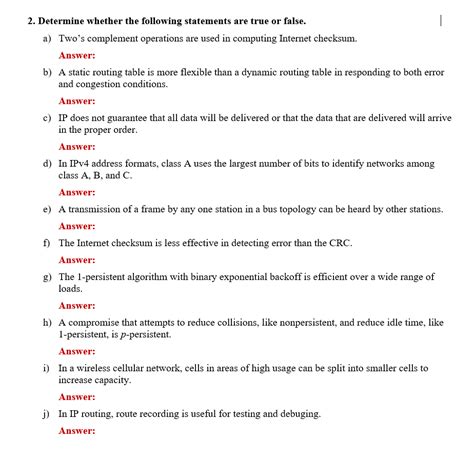 Solved Determine Whether The Following Statements Are Chegg