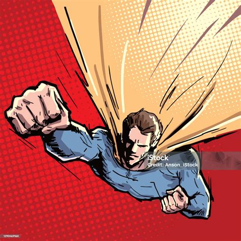 Super Hero Comic Style Illustration Vector Stock Illustration