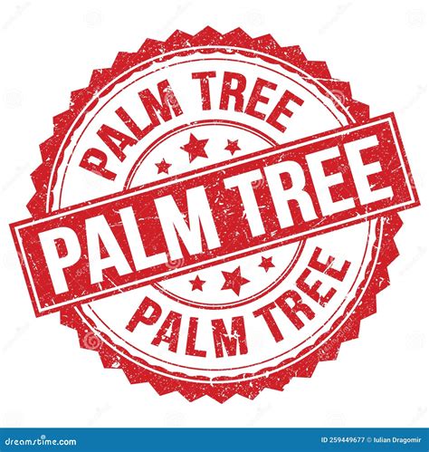 Palm Tree Text On Red Round Stamp Sign Stock Illustration
