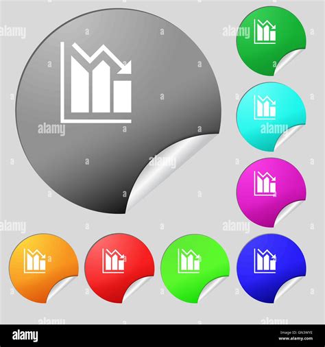 Histogram Icon Sign Set Of Eight Multi Colored Round Buttons Stickers