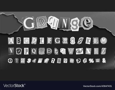 Black White Letters Numbers And Punctuation Marks Vector Image